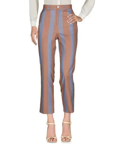 MANILA GRACE Striped Straight-leg Pants - Brown