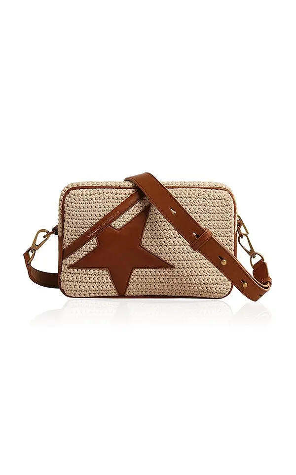 GOLDEN GOOSE Star Raffia Crossbody Bag - Neutral