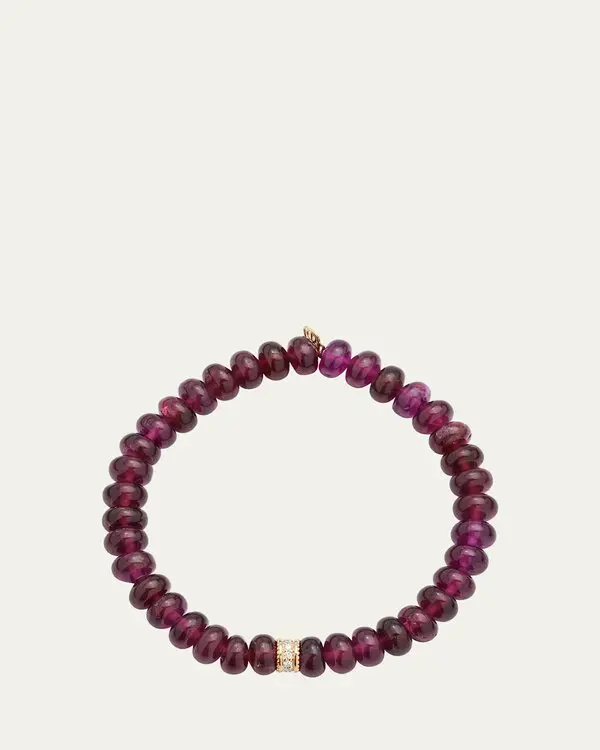 SYDNEY EVAN Scallop Edge Rhodolite Beaded Bracelet - Red