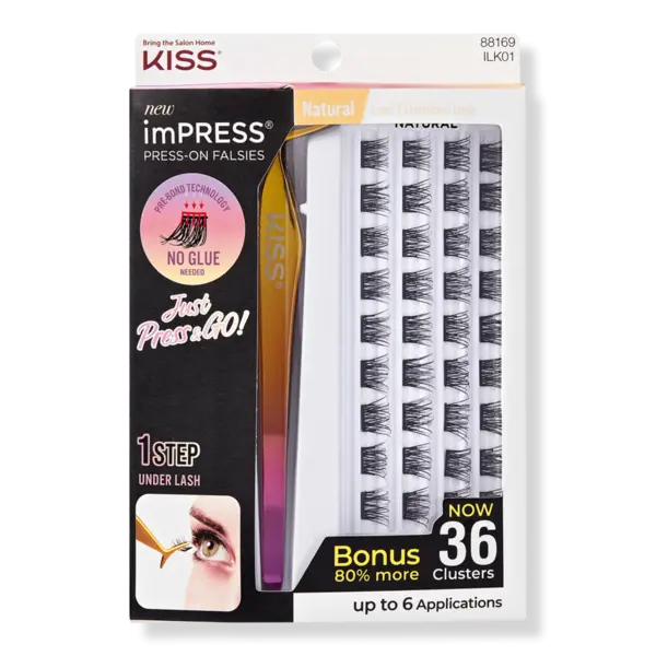 Kiss Impress Falsies Press On Self Adhesive Natural Lash Clusters Kit - One-color
