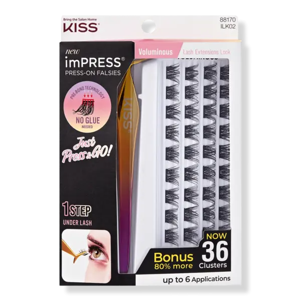 Kiss Impress Falsies Press On Self Adhesive Voluminous Lash Clusters Kit - One-color