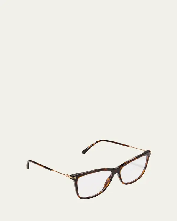 TOM FORD Square Metal And Acetate Optical Glasses - Brown