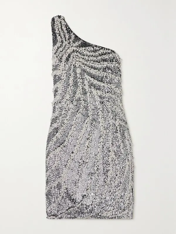 Givenchy One-shoulder Sequined Tulle Mini Dress