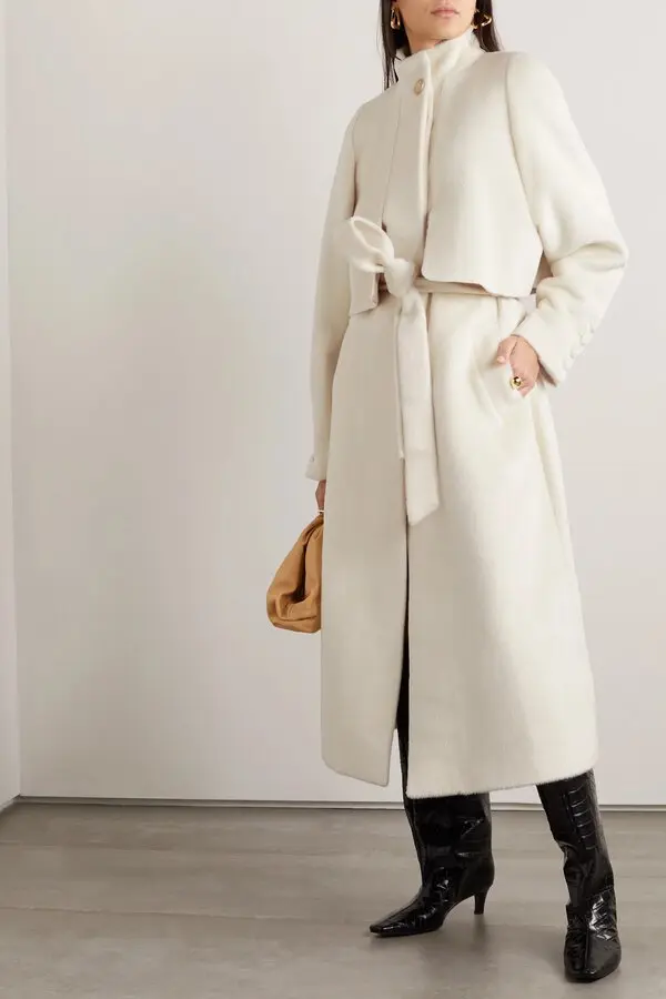 Giuliva Heritage The Loredana Belted Brushed Alpaca And Wool-blend Coat