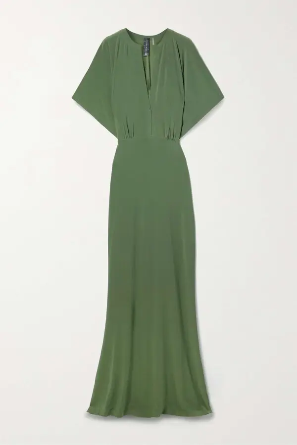 Norma Kamali Obie Stretch-Jersey Maxi Dress - Leaf Green | Editorialist