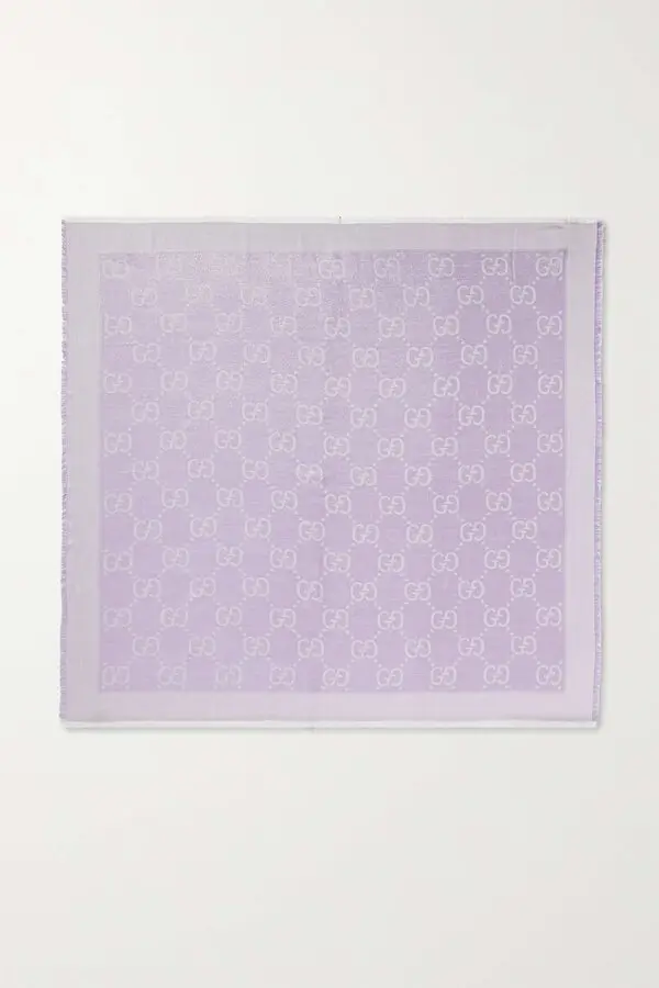 Gucci Fringed Metallic Jacquard Scarf