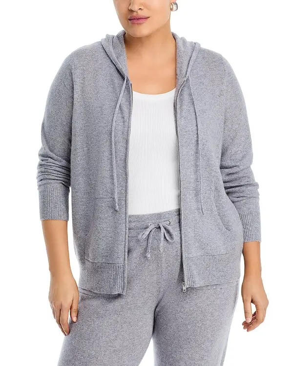Bloomingdale'S Cashmere Zip Hoodie - Medium Gray