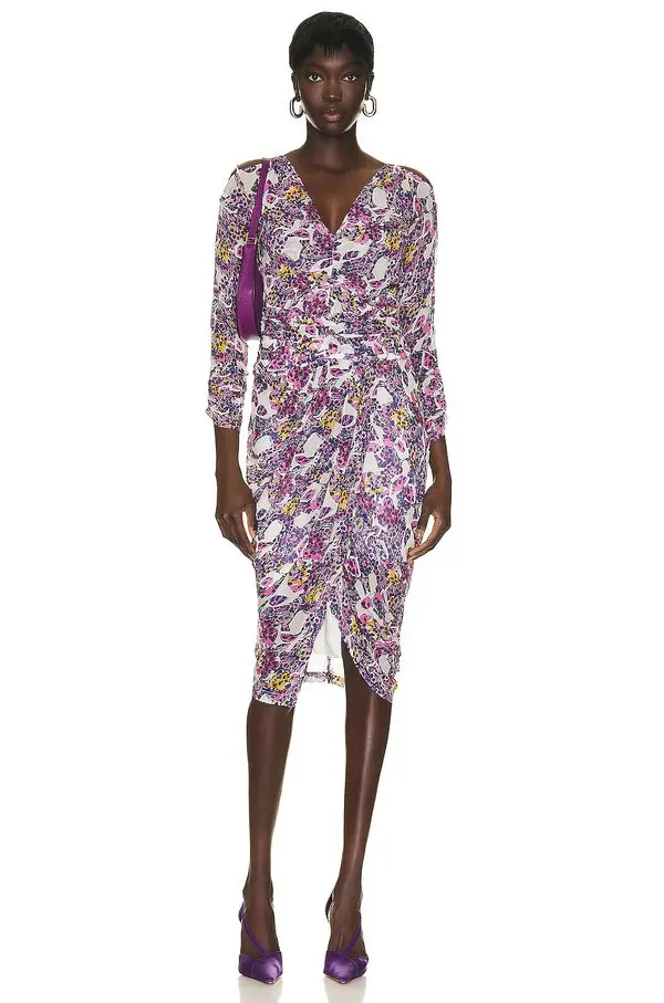 Iro Paris Jovin Ruched Chiffon Dress In Mixed Pink - 84% Off | Editorialist