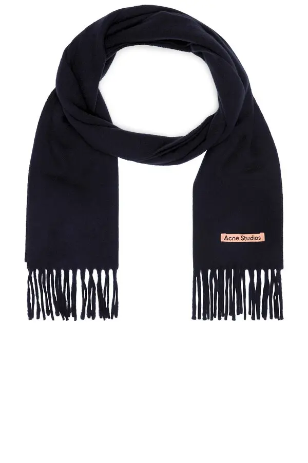 Acne Studios Solid Scarf In Beige - Navy Blue