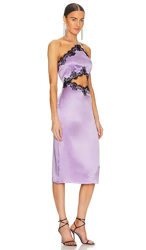 Fleur Du Mal Silk And Lace Halter Slip Dress In Lavender In Light Lilac -  30% Off | Editorialist