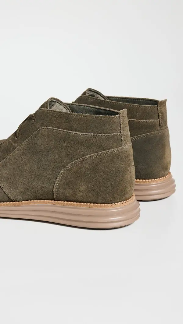 Cole Haan Original Grand Chukka Boots In Deep Olive Suede  display picture 2
