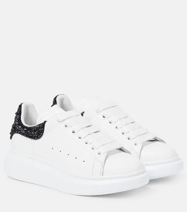 Alexander McQueen Oversized Embellished Leather Sneakers - White