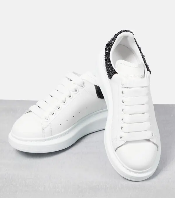 Alexander McQueen Oversized Embellished Leather Sneakers - White