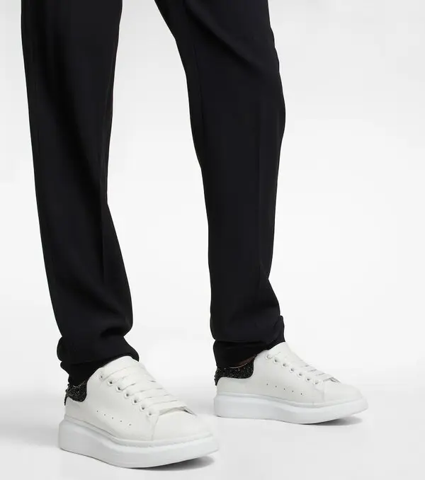 Alexander McQueen Oversized Embellished Leather Sneakers - White