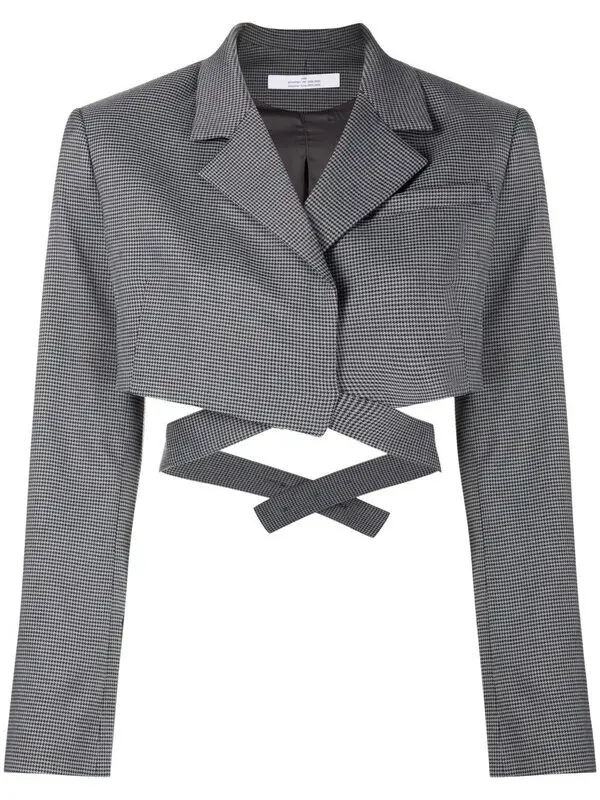 Rokh Cropped Wraparound Blazer - Grey