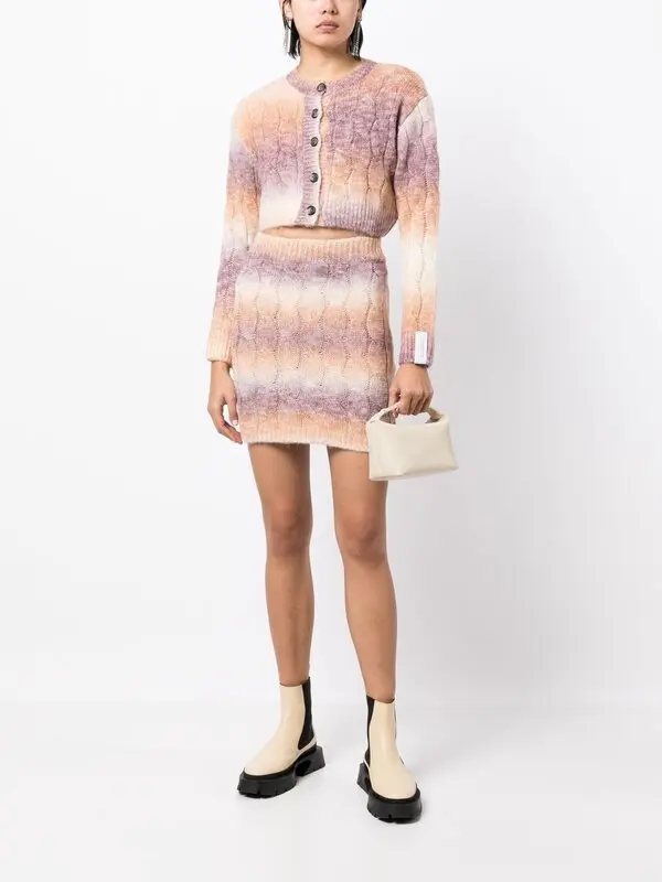 Rokh Striped Cable-knit Mini Skirt