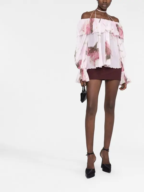 Blumarine Ruffled Floral Print Blouse