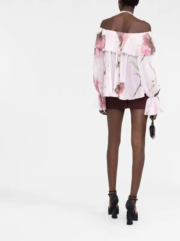 Blumarine Ruffled Floral Print Blouse