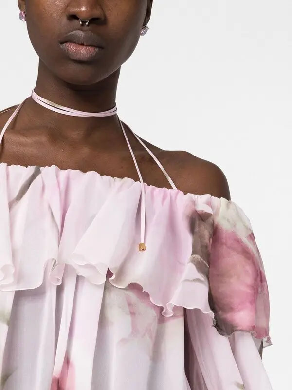Blumarine Ruffled Floral Print Blouse