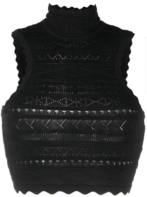 Elisabetta Franchi Logo Patterned-knit Halterneck Top