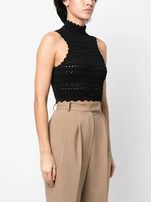 Elisabetta Franchi Logo Patterned-knit Halterneck Top