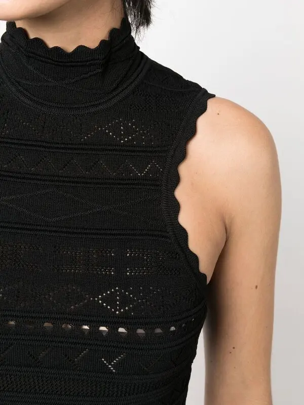 Elisabetta Franchi Logo Patterned-knit Halterneck Top