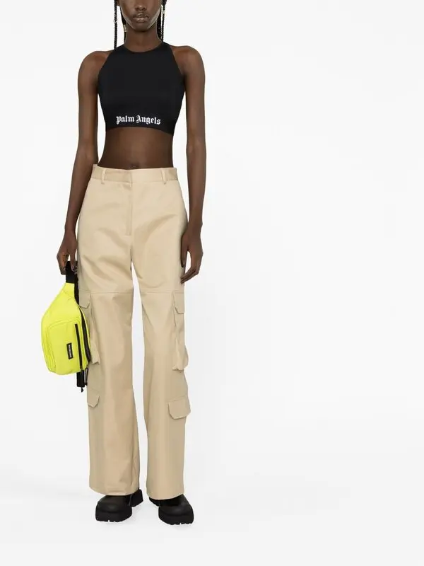 Palm Angels Logo-tape Cropped Vest Top
