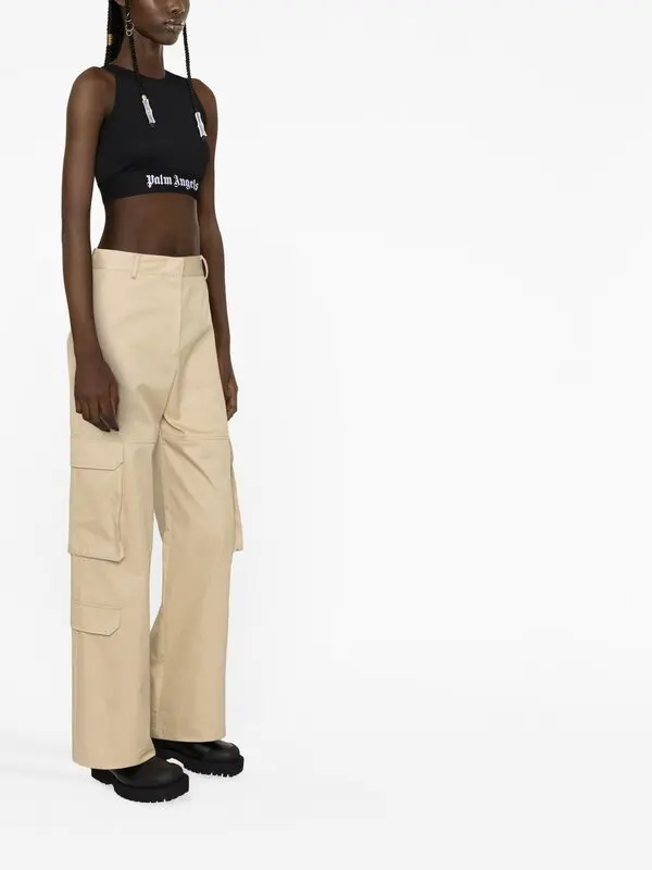 Palm Angels Logo-tape Cropped Vest Top
