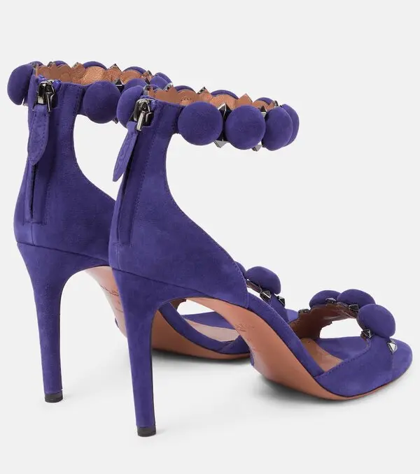 Alaïa La Bombe 90 Suede Sandals - Purple