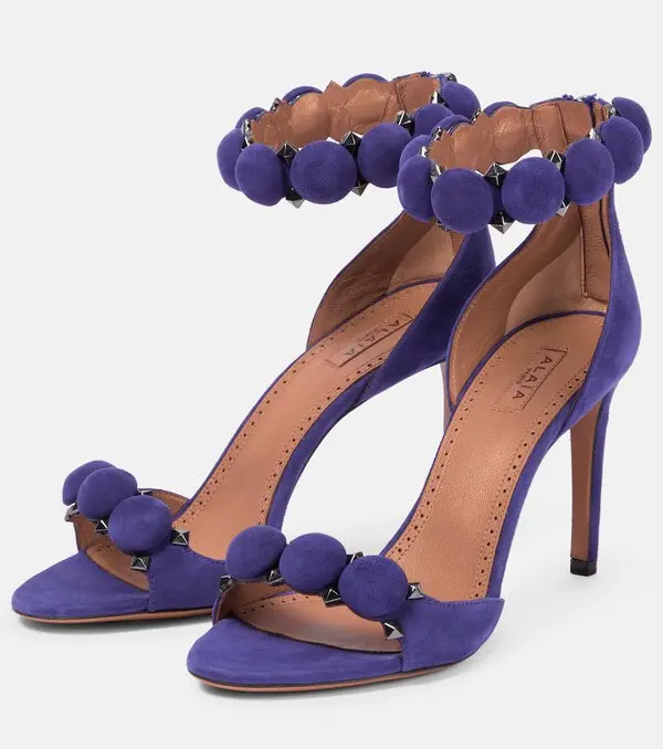 Alaïa La Bombe 90 Suede Sandals - Purple