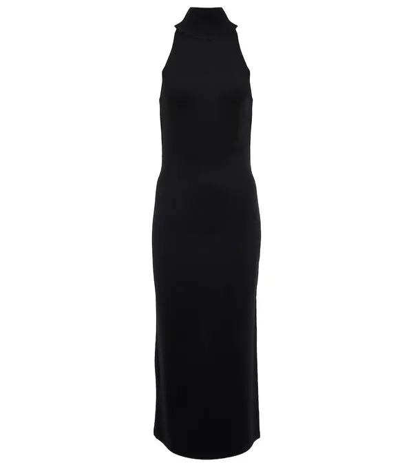 knee length dresses for ladies Toteme A-Line Wool Cotton Dress Black