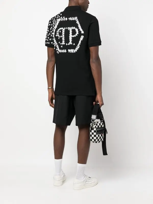 Philipp Plein Skull And Bones Cotton Polo Shirt - Black