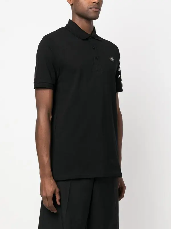 Philipp Plein Skull And Bones Cotton Polo Shirt - Black