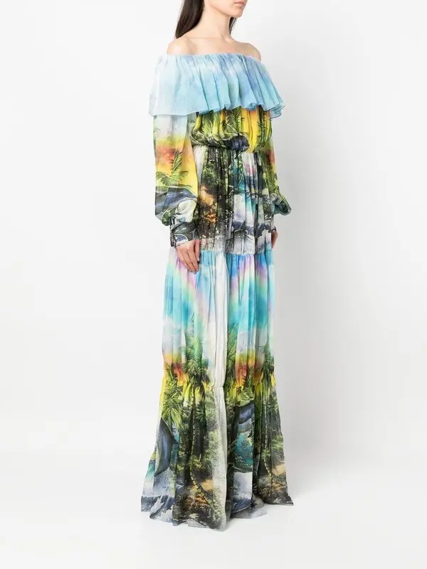 Philipp Plein Hawaii Pleated Maxi Dress