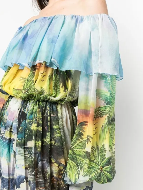 Philipp Plein Hawaii Pleated Maxi Dress