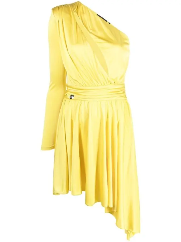 Philipp Plein Pleated One-shoulder Dress - Yellow