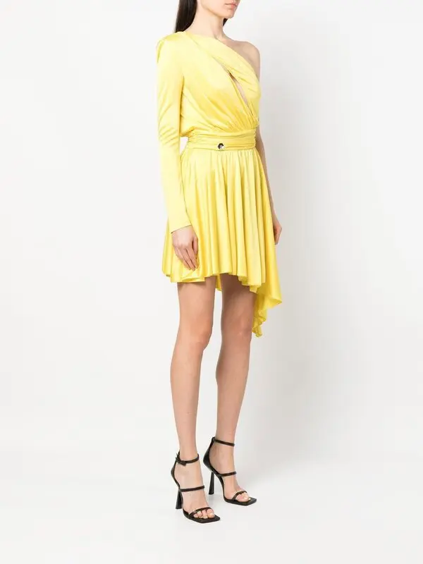 Philipp Plein Pleated One-shoulder Dress - Yellow