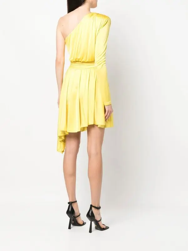 Philipp Plein Pleated One-shoulder Dress - Yellow