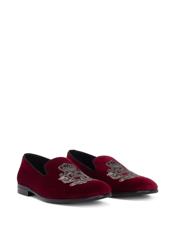 Dolce & Gabbana Embroidered Velvet Slippers - Red