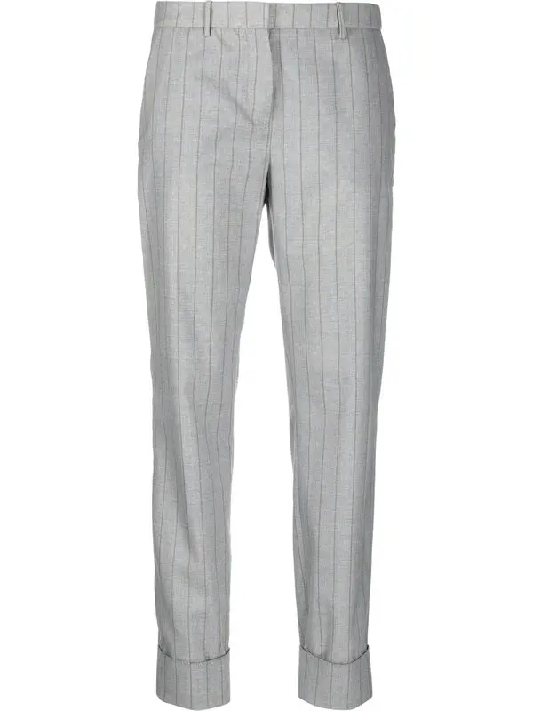 Fabiana Filippi Pinstriped Virgin Wool Trousers - Grey