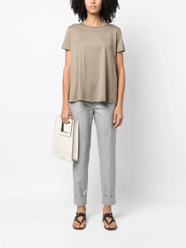 Fabiana Filippi Pinstriped Virgin Wool Trousers - Grey