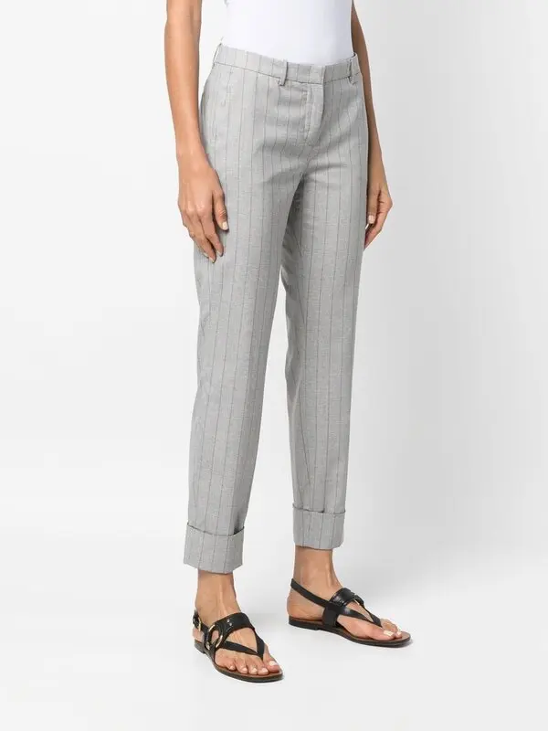 Fabiana Filippi Pinstriped Virgin Wool Trousers - Grey