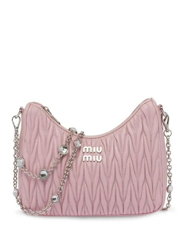 Miu Miu Matelassé Leather Shoulder Bag - Pink | Editorialist