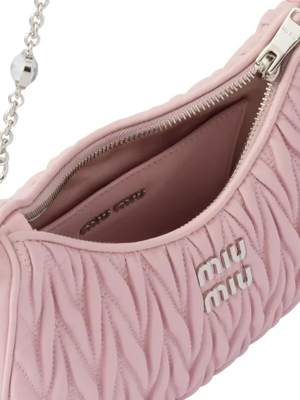 Miu Miu Matelassé Leather Shoulder Bag - Pink | Editorialist