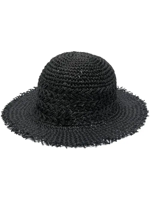 Ruslan Baginskiy Embroidered Logo Straw Hat - Black