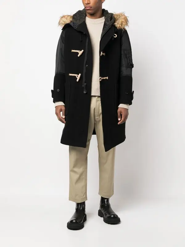 Junya Watanabe Contrast-sleeve Duffle Coat