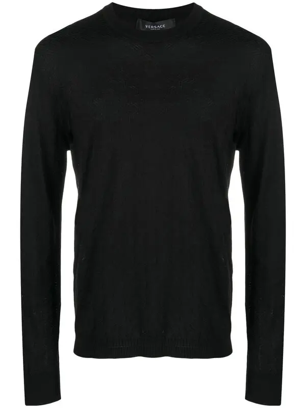 Versace La Greca Cotton-silk Jumper - Black