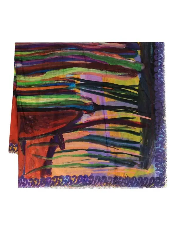 Givenchy Abstract-print Frayed Scarf - Multicolour