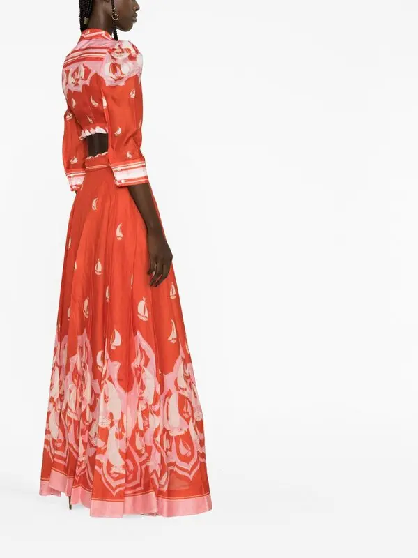 Zimmermann Nautical Print Tie-waist Skirt