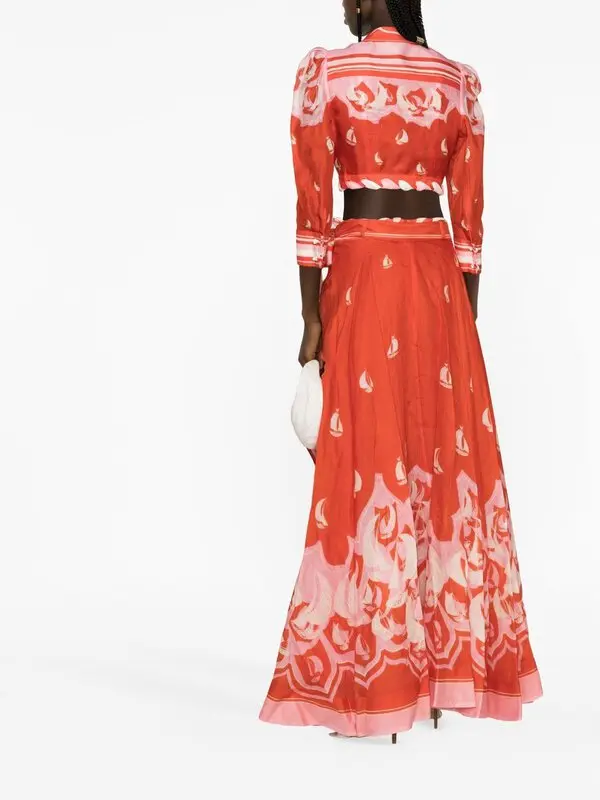 Zimmermann Nautical Print Tie-waist Skirt